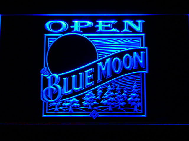 Blue Moon Old Logo Open LED Neon Sign | FanSignsTime
