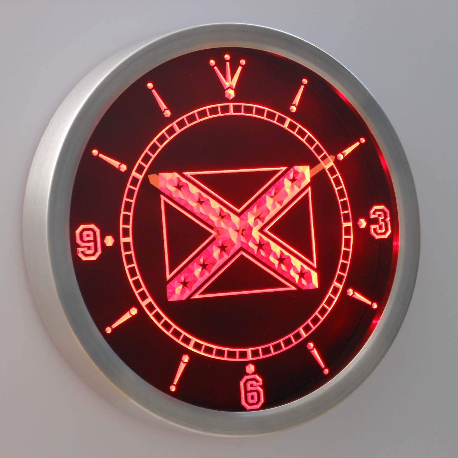 Rebel Confederate Flag LED Neon Wall Clock | FanSignsTime