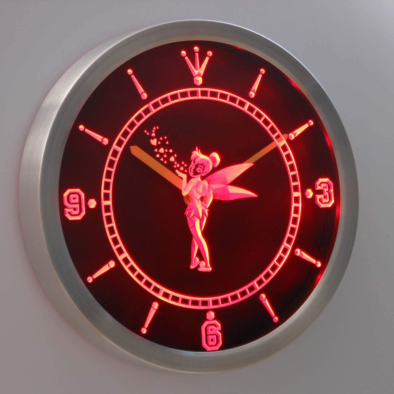 Tinkerbell Hearts LED Neon Wall Clock | FanSignsTime