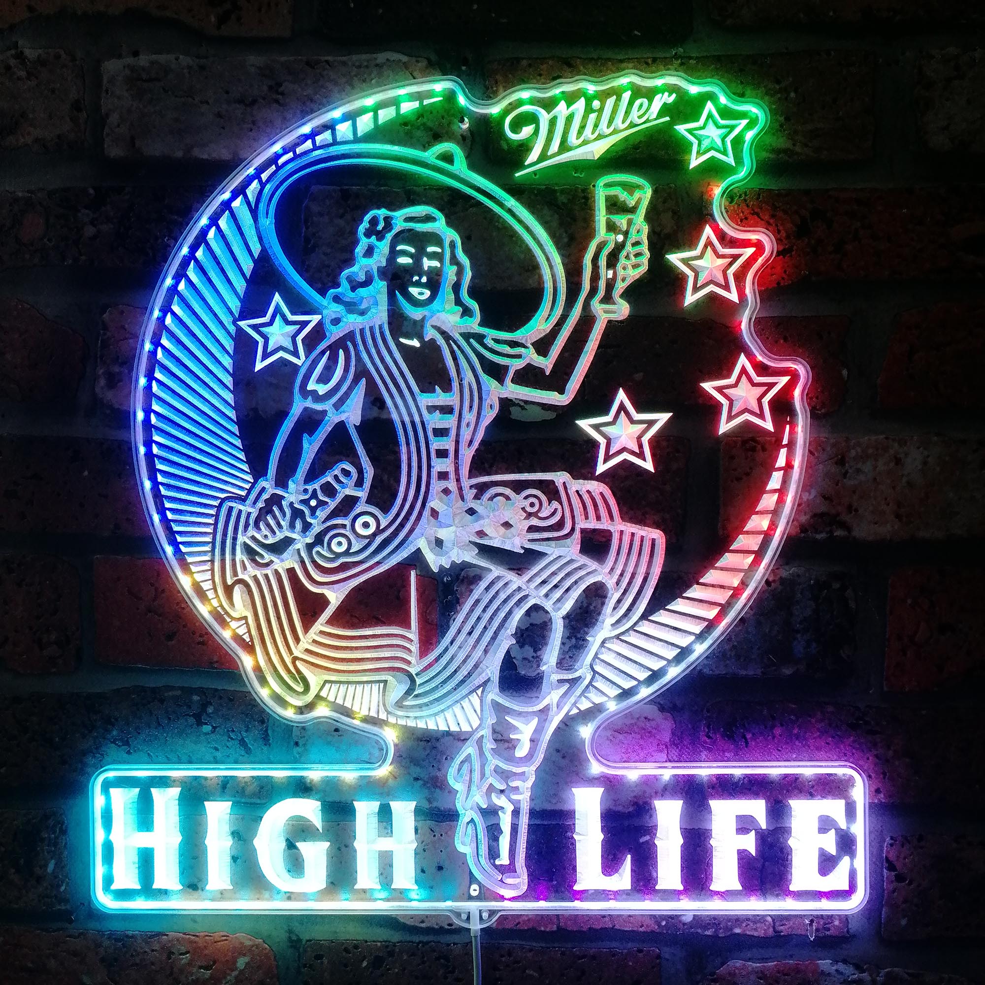 Miller High Life Lady RGB LED Sign | FanSignsTime