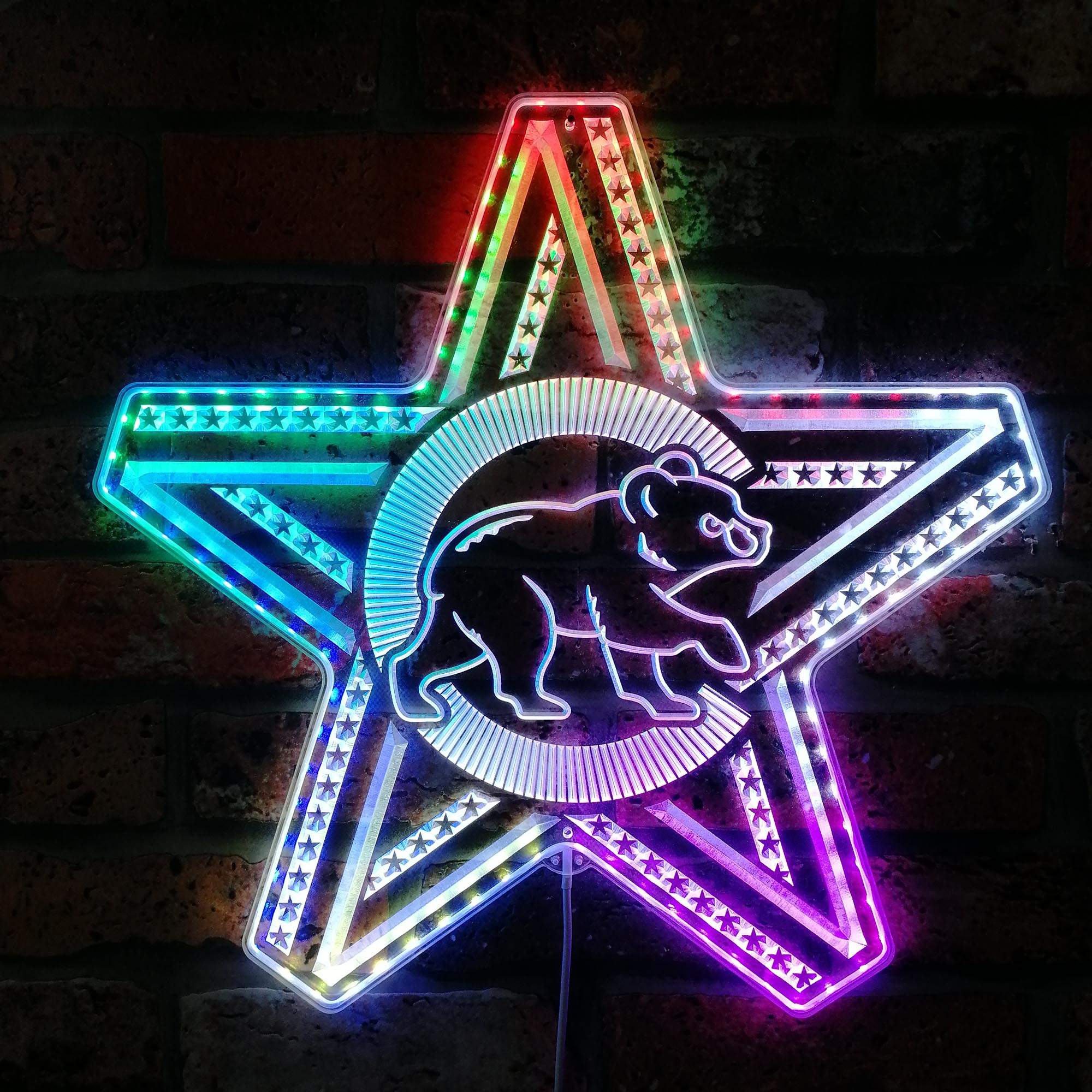 Chicago Cubs Star Logo RGB LED Sign | FanSignsTime
