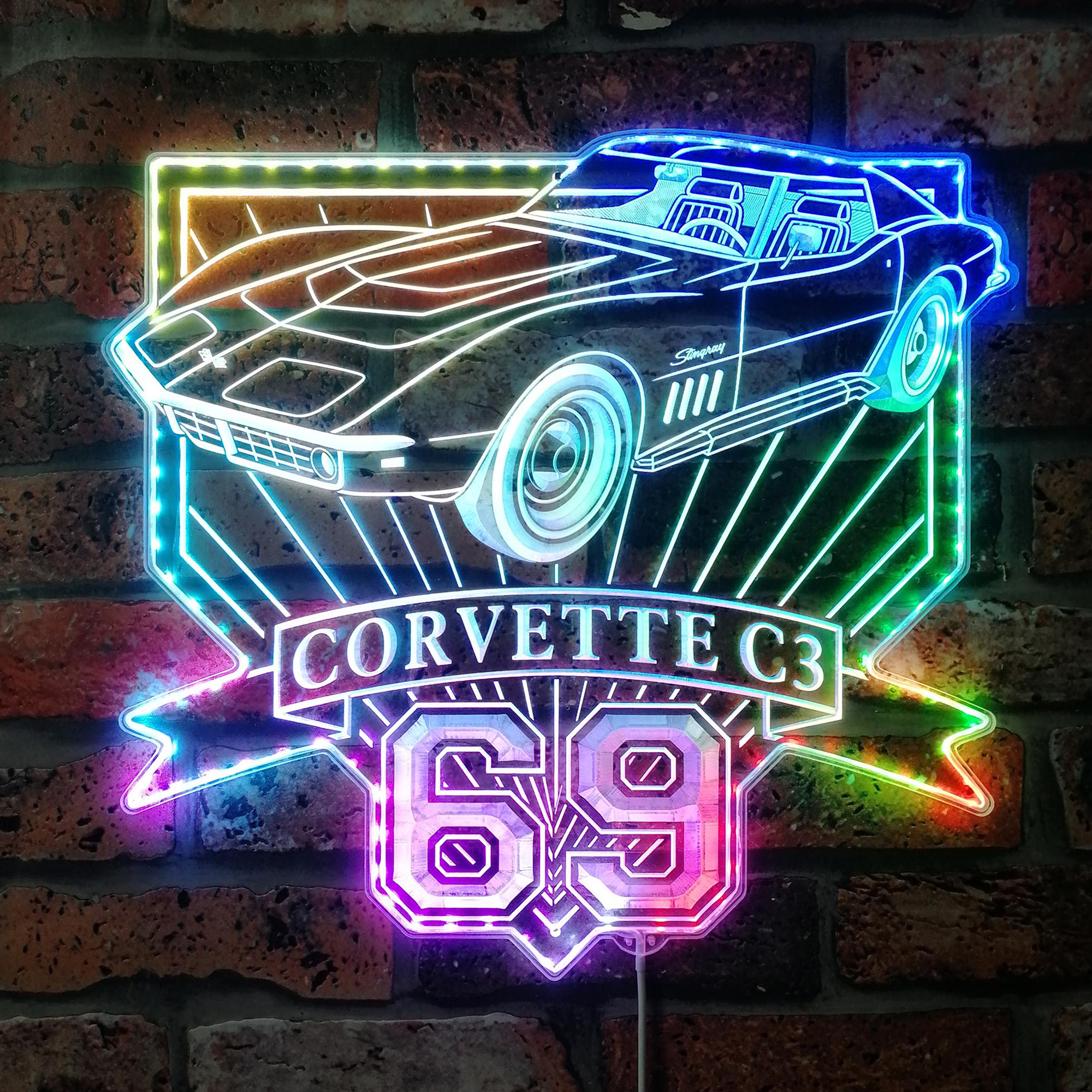 Chevrolet 1969 Corvette C3 RGB LED Sign | FanSignsTime