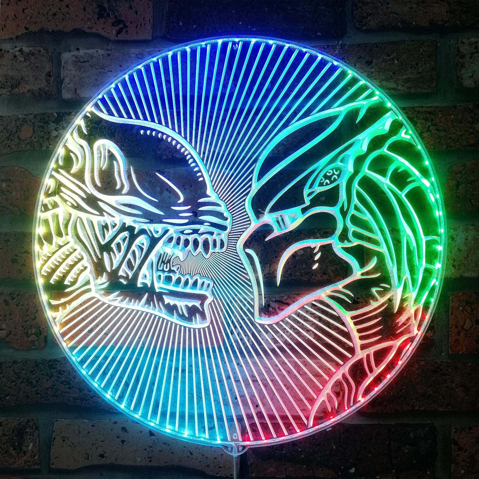 Alien vs. Predator Heads RGB LED Sign | FanSignsTime