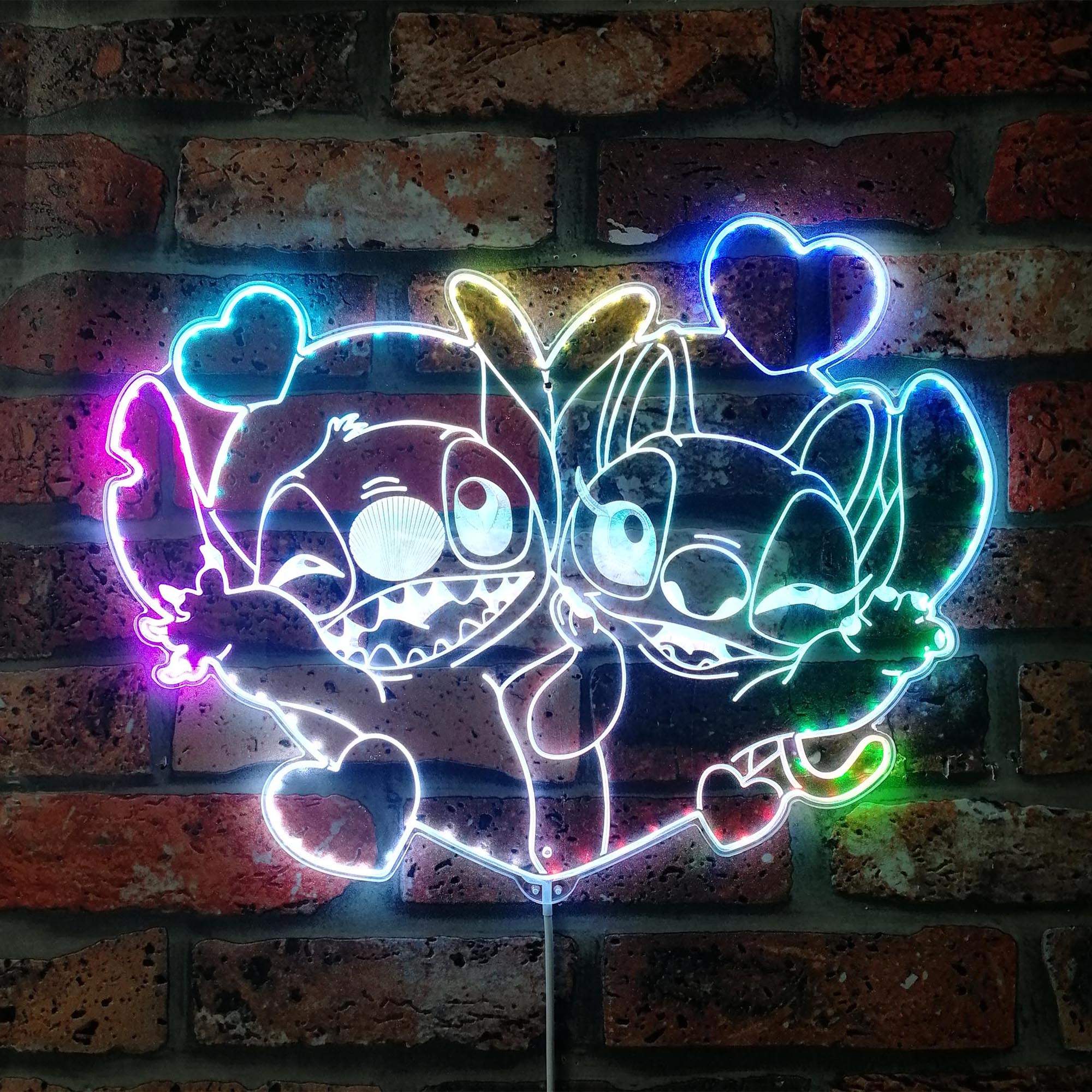 Lilo and Stitch Stitch and Angel RGB LED Sign | FanSignsTime