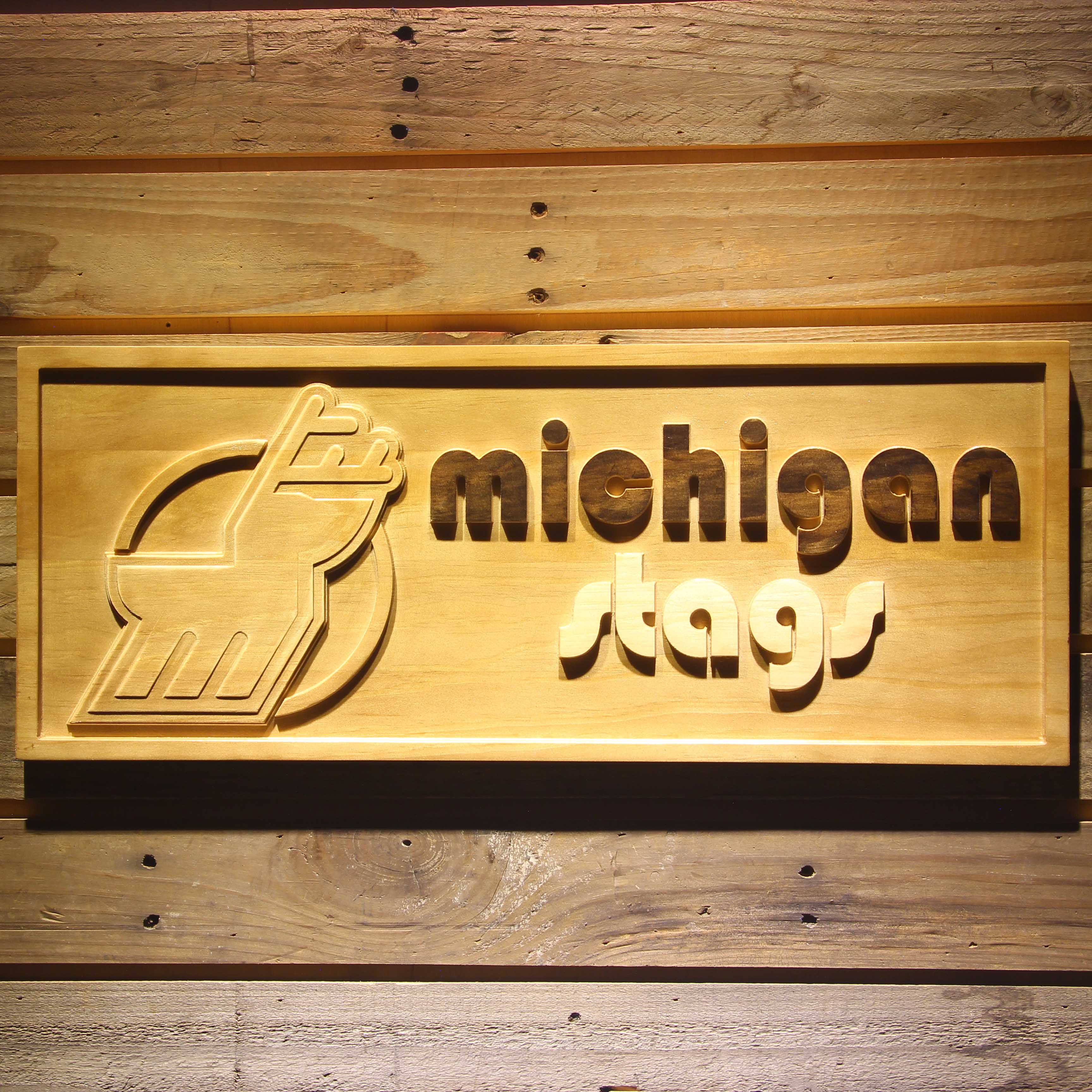 Michigan Stags Wood Sign - Legacy Edition | FanSignsTime