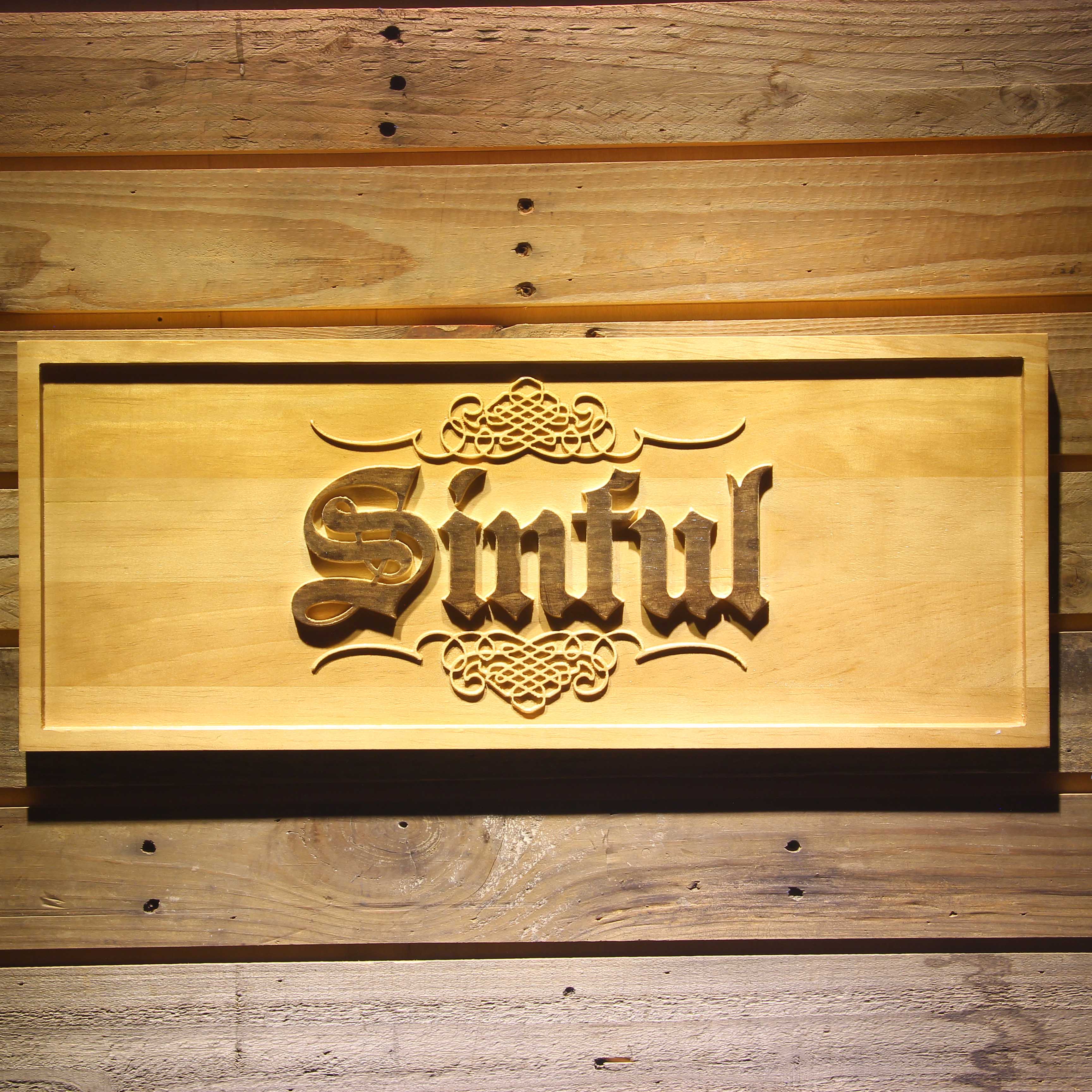 Sinful Wood Sign | FanSignsTime
